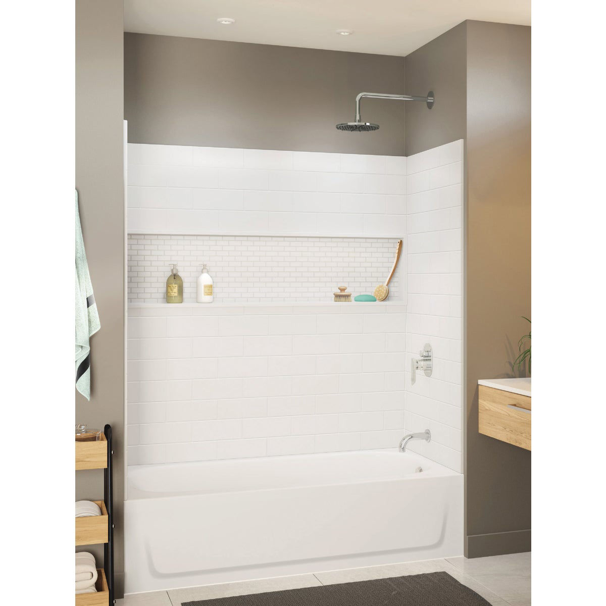 Bootz NexTile 4-Piece 60 In. L x 30 In. D Tub Wall Kit in White | Do it ...