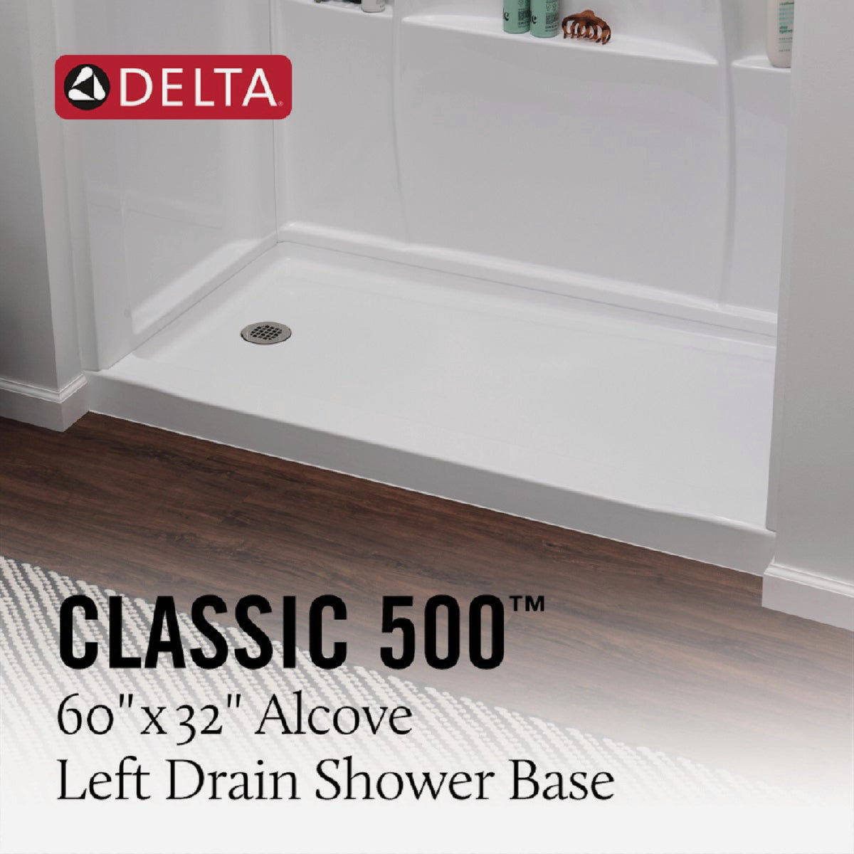 Delta Classic 500 60 In. x 32 In. Left Drain Shower Pan, White | Do it Best