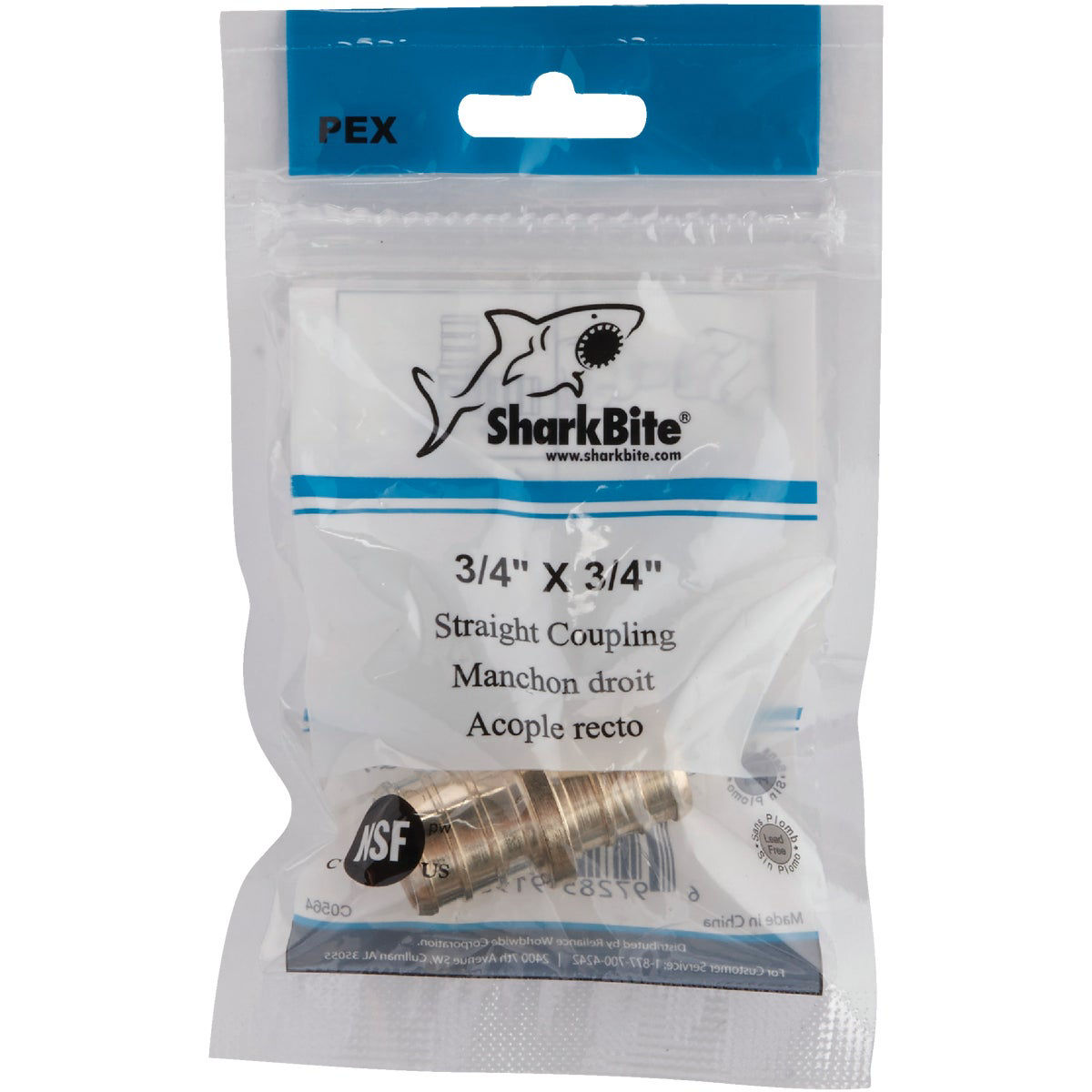 SharkBite Lead-Free Insert 3/4 In. Barb x 3/4 In. Barb Brass PEX ...