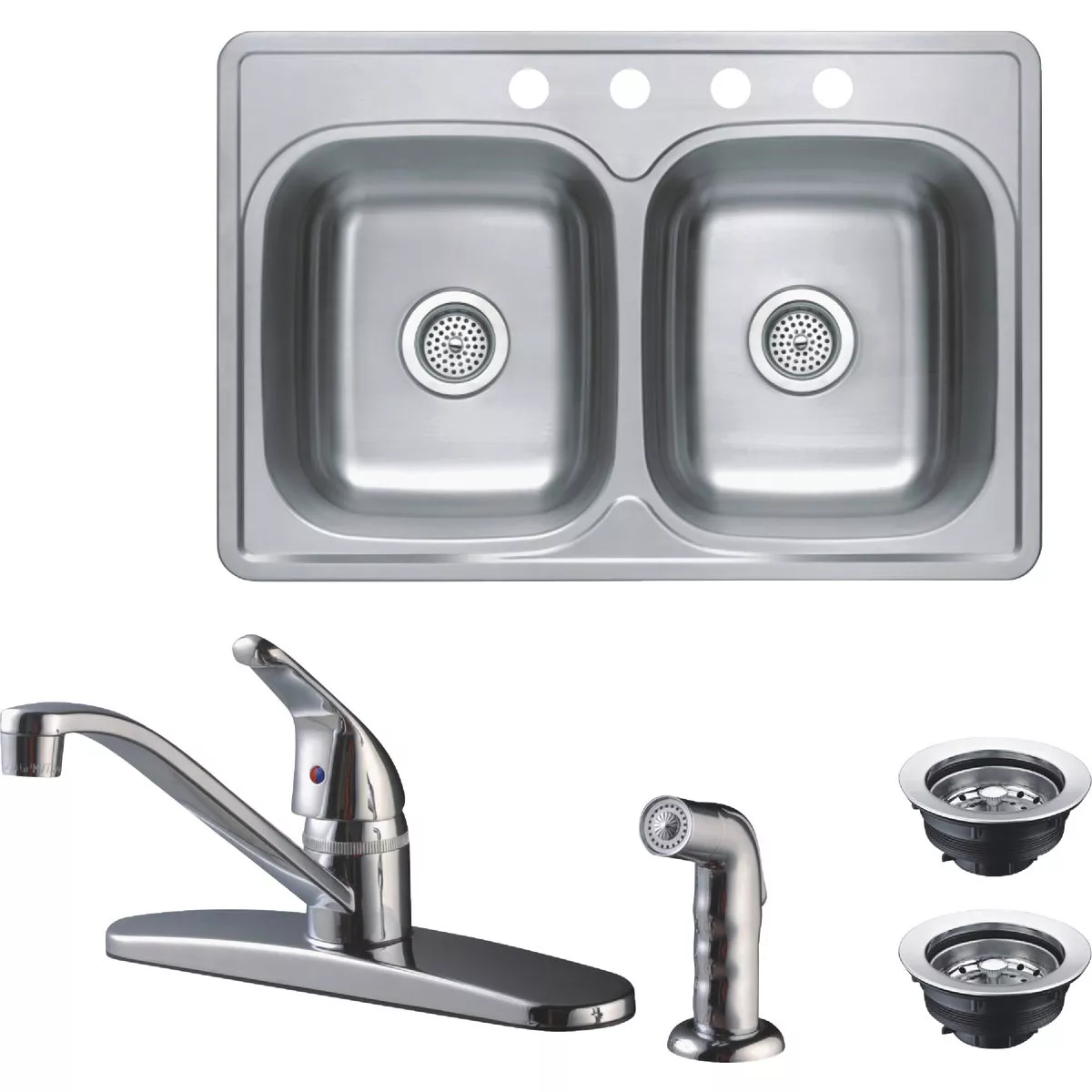 Compass Manufacturing Double Bowl 33 In. x 22 In. x 8 In. Sink Kit with ...