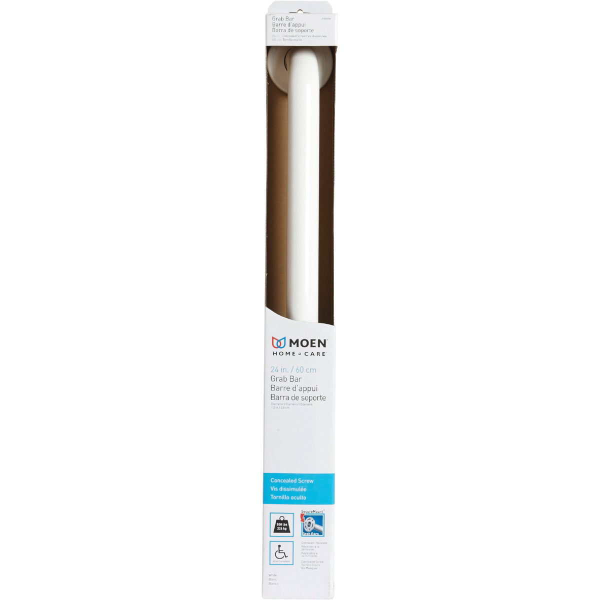 Moen Home Care 24 In. Concealed Screw Grab Bar, Glacier | Do it Best