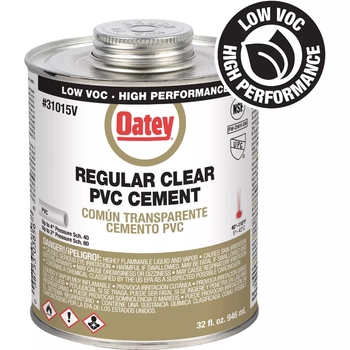 Oatey 32 Oz. Low Voc Regular Bodied Clear PVC Cement | Do it Best