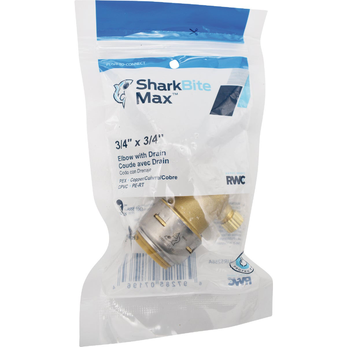 SharkBite 3/4 In x 3/4 In. 90 Deg. Push-to-Connect Brass Elbow with ...