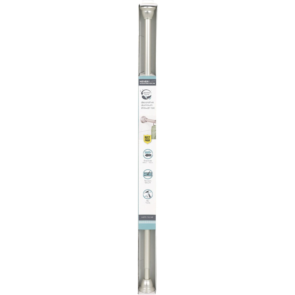 Zenna Home Straight 72 In. Adjustable Tension Finial Shower Rod in ...