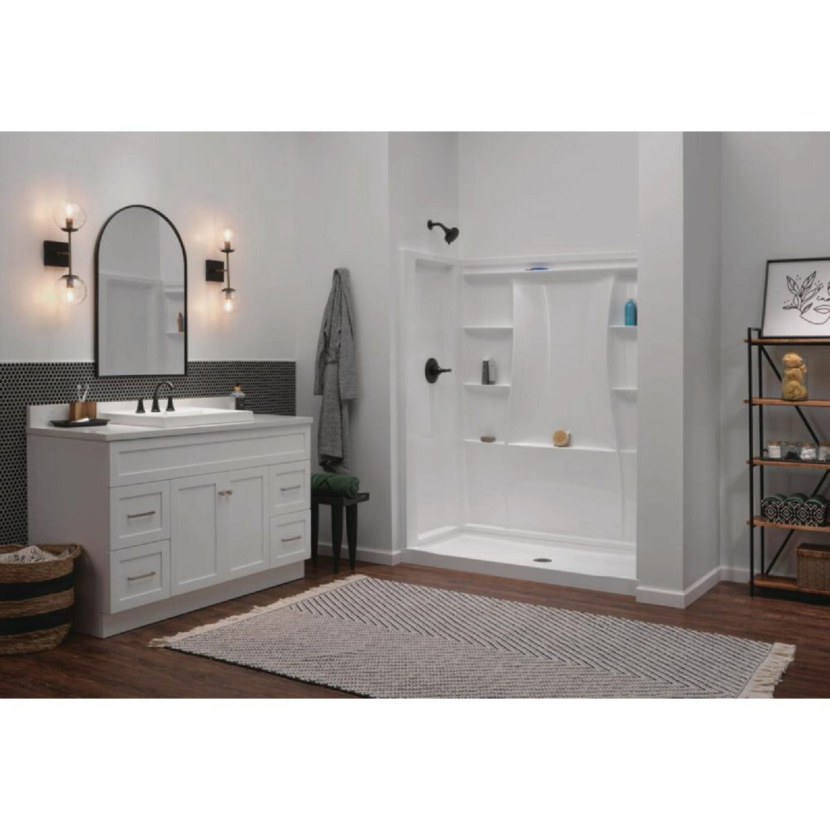 Delta Classic 500 60 In. x 73.25 In. x 30 In. Alcove Shower Wall Set ...