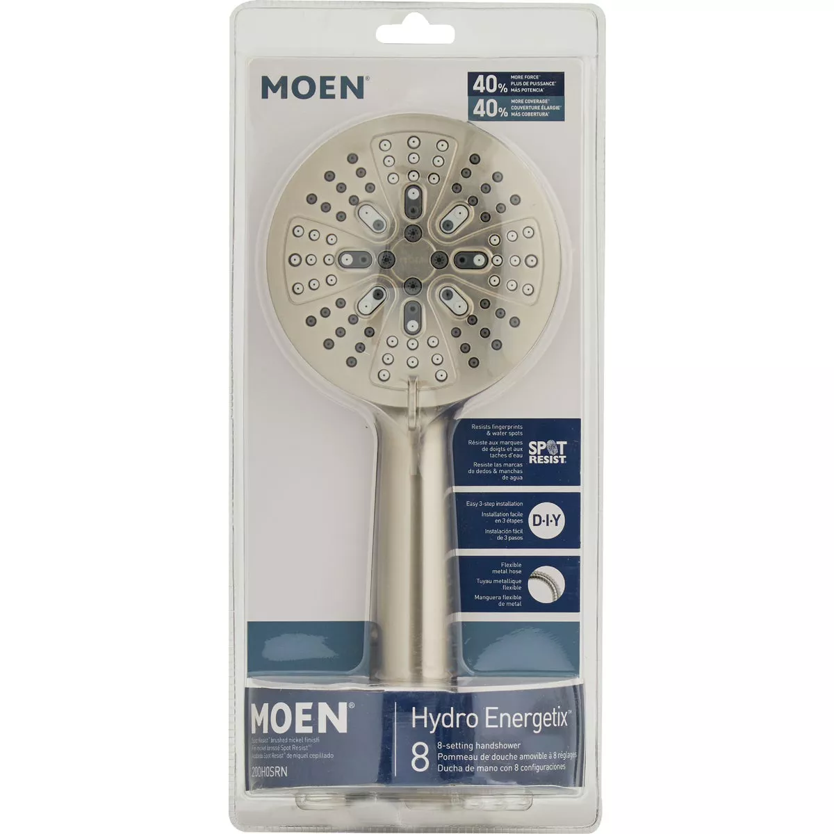 Moen Hydro Energetix 7-Spray Wall Mount Handheld Shower Head, Spot ...