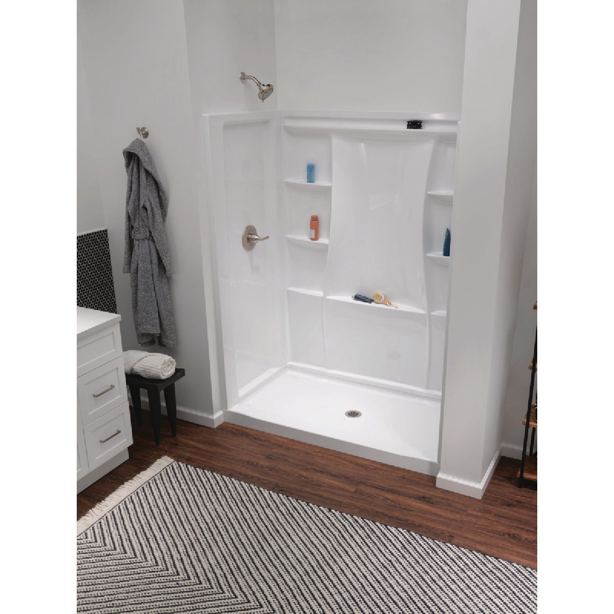 Delta Classic 500 60 In. x 73.25 In. x 32 In. Alcove Shower Wall, White ...