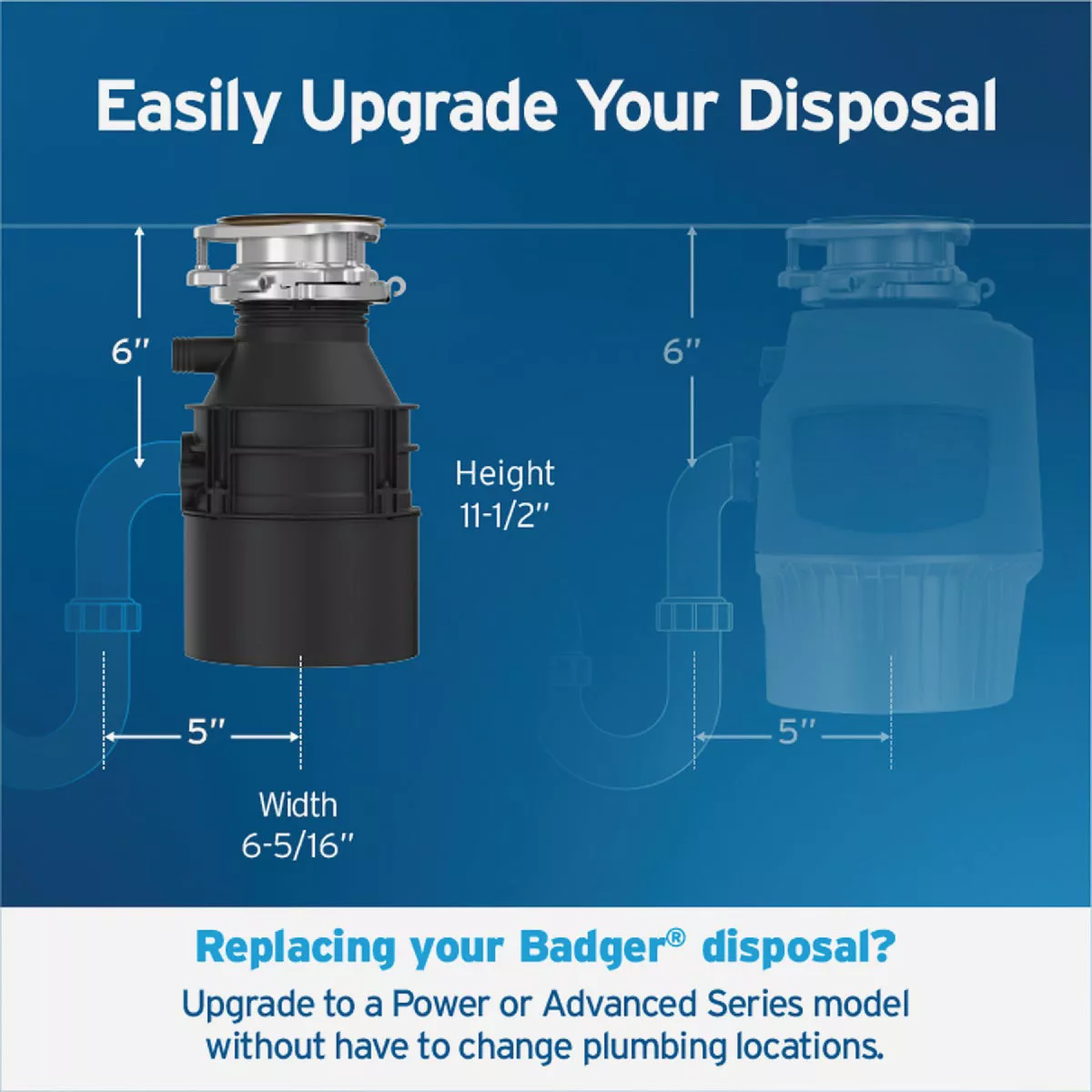 Insinkerator 1/3 HP Badger 1 Garbage Disposer with Power Cord, 1 Year ...