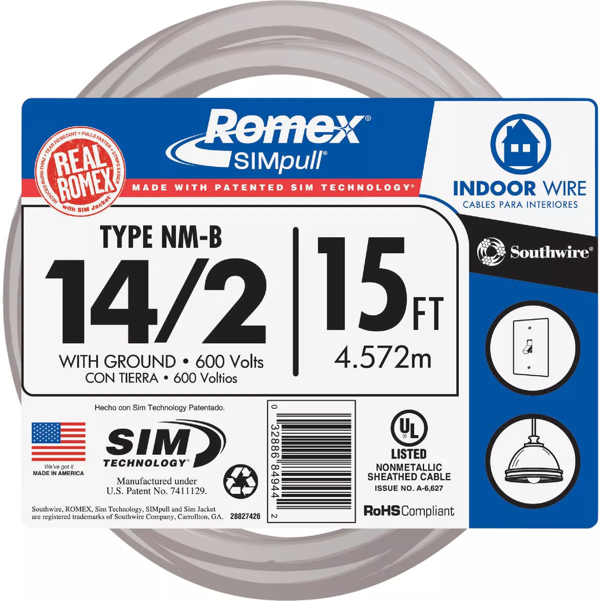 Romex 15 Ft. 14/2 Solid White NMW/G Electrical Wire | Do it Best