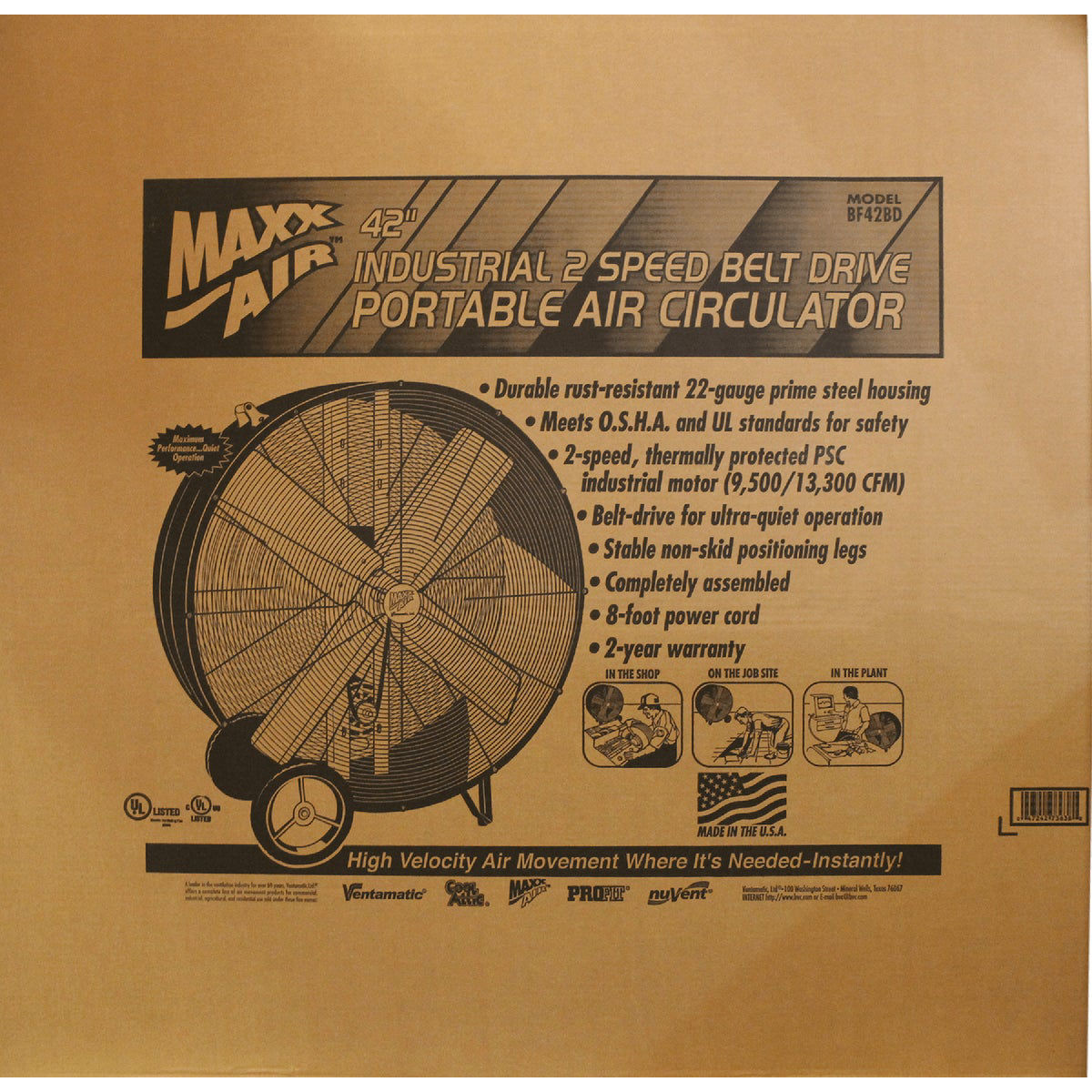 Ventamatic Maxx Air 42 In. 2-Speed Belt Driven Industrial Drum Fan | Do ...