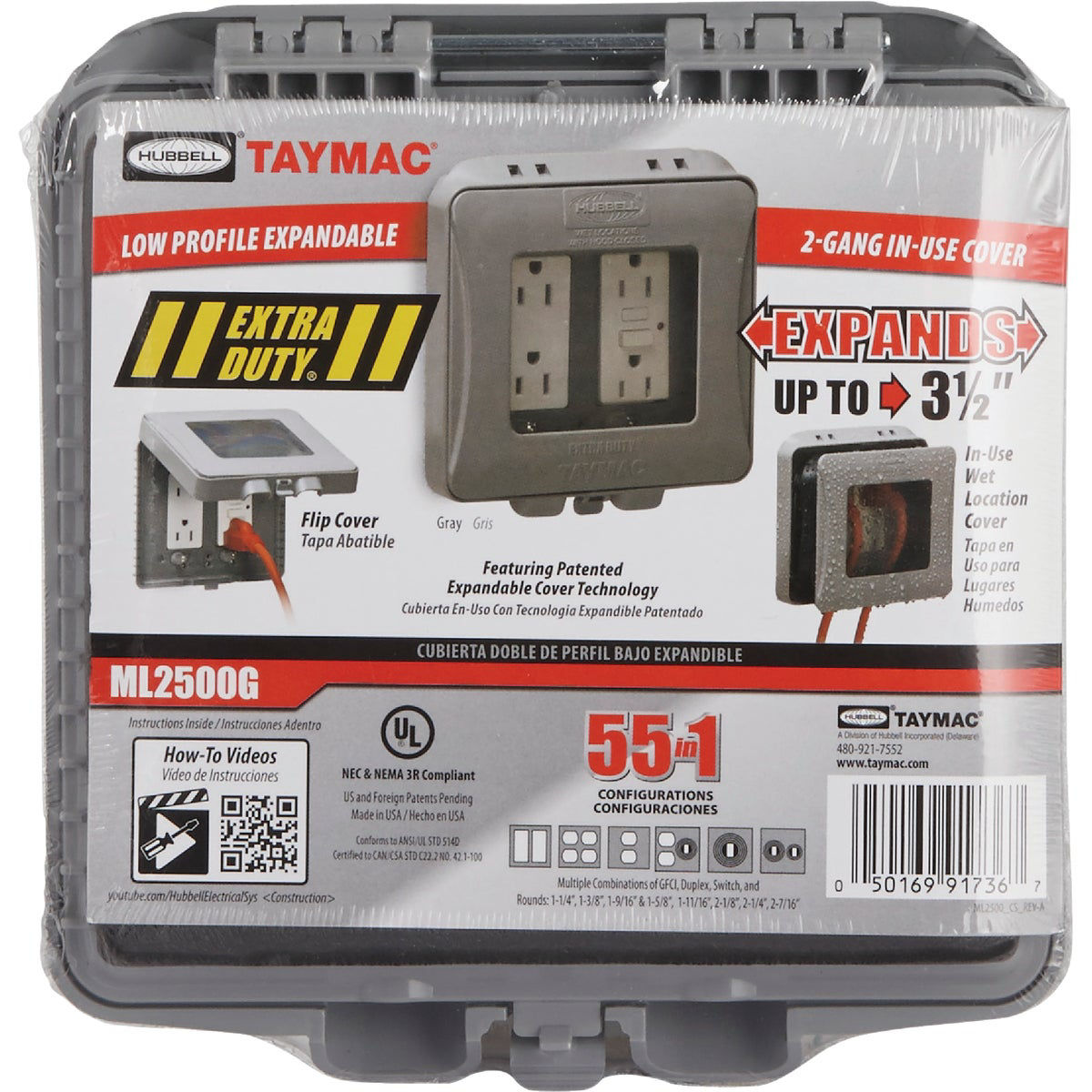 Hubbell Double Gang Vertical/Horizontal Moung Expandable In-Use Outdoor ...