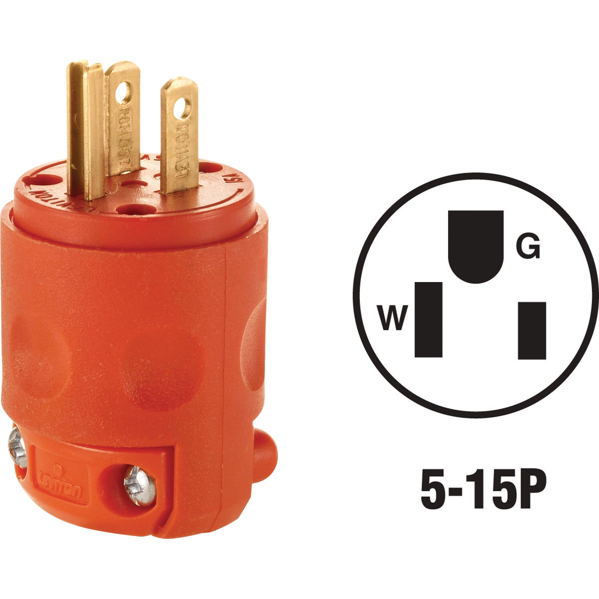 Leviton 15A 125V 3-Wire 2-Pole Residential Grade Cord Plug, Orange | Do ...