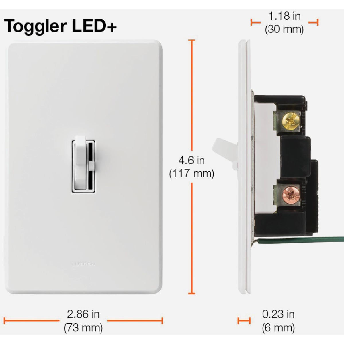 Lutron Toggler Incandescent/Halogen/LED/CFL Light Almond Slide Dimmer ...