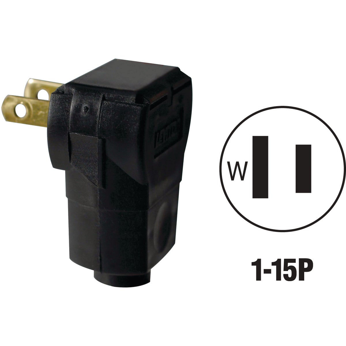 Leviton 15A 125V 2-Wire 2-Pole Angle Cord Plug, Black | Do it Best