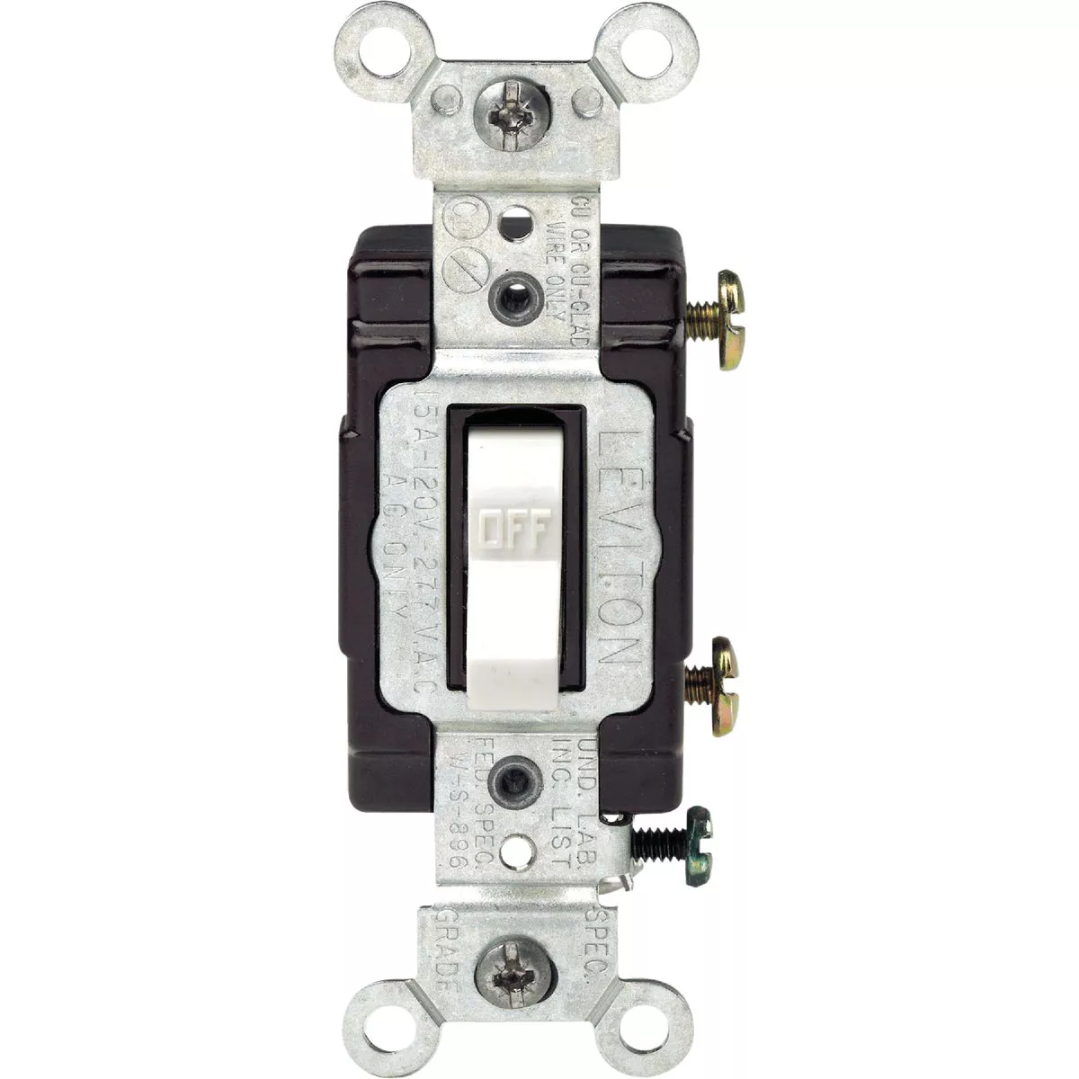 Leviton Commercial Grade 15 Amp Toggle Single Pole Switch, White | True ...