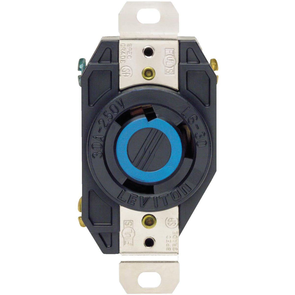 Leviton 30A 250V Black Industrial Grade L6-30R Locking Outlet ...