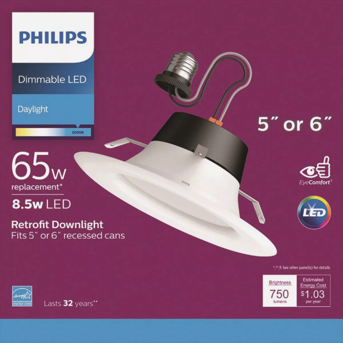 Philips 5 In. Retrofit IC/Non-IC Rated White LED Recessed Light Kit ...