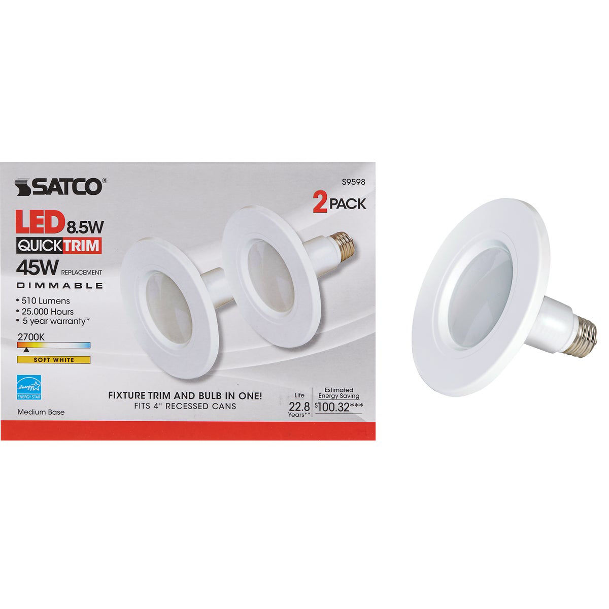 Satco 4 In. Retrofit White LED Recessed Light Kit (2-Pack) | Do it Best