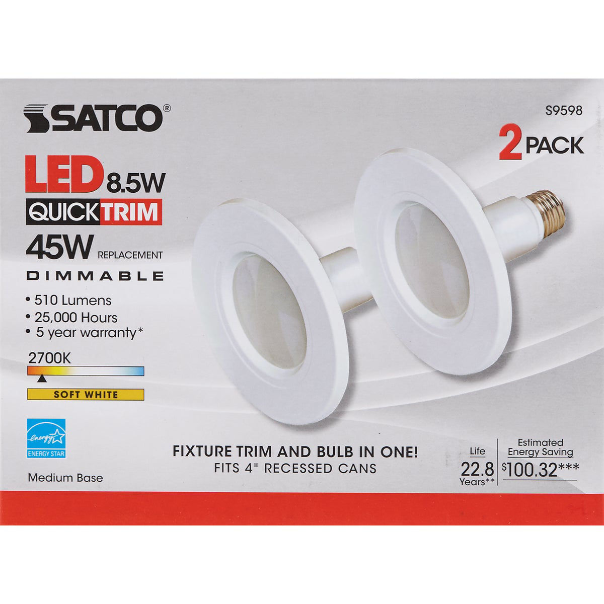 Satco 4 In. Retrofit White LED Recessed Light Kit (2-Pack) | Do it Best