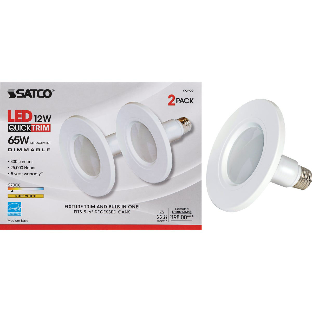 Satco 5 In./6 In. Retrofit White LED Recessed Light Kit (2-Pack) | Do ...