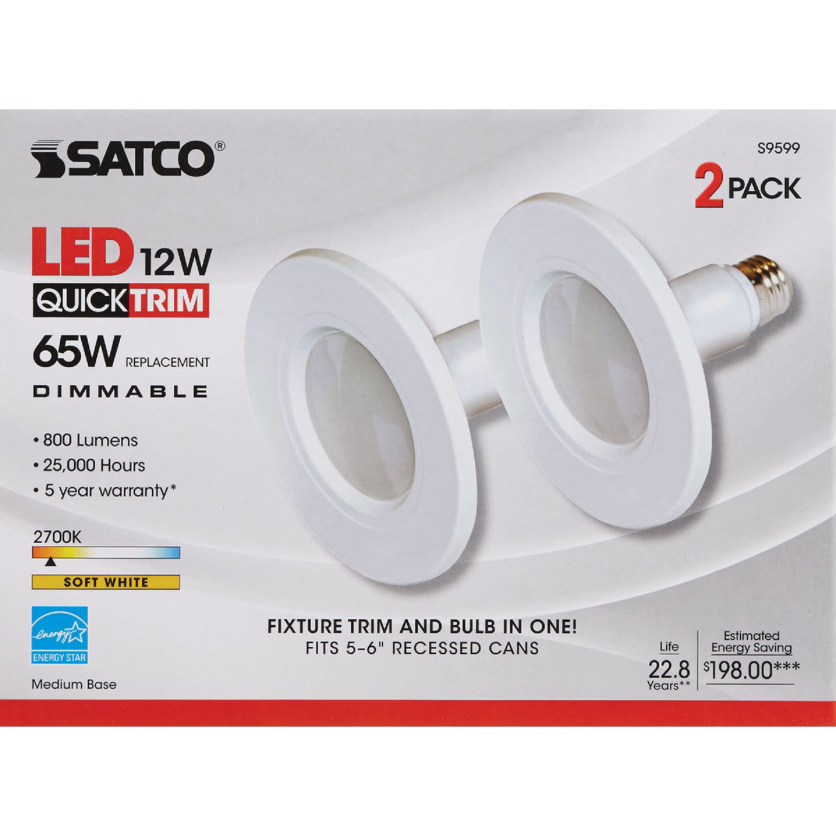 Satco 5 In./6 In. Retrofit White LED Recessed Light Kit (2-Pack) | Do ...