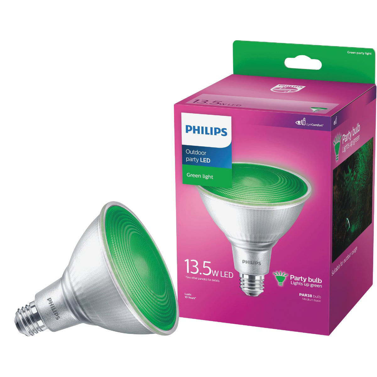 Philips 100W Equivalent Green PAR38 Medium LED Floodlight Light Bulb ...