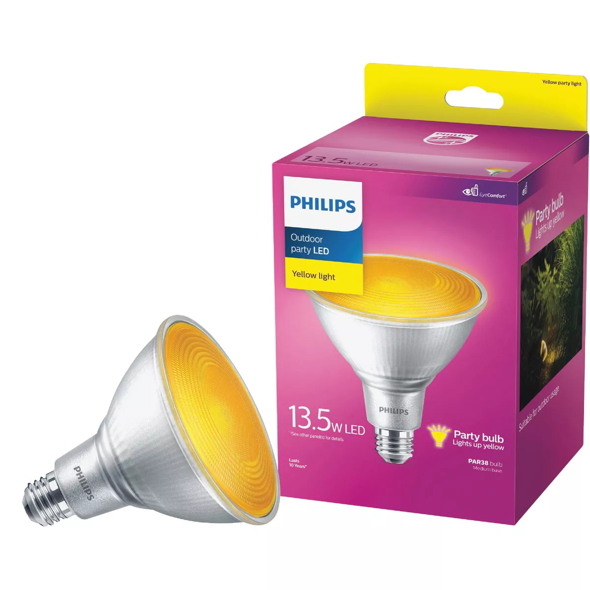 Philips 100W Equivalent Yellow PAR38 Medium Dimmable LED Bug Light Bulb ...