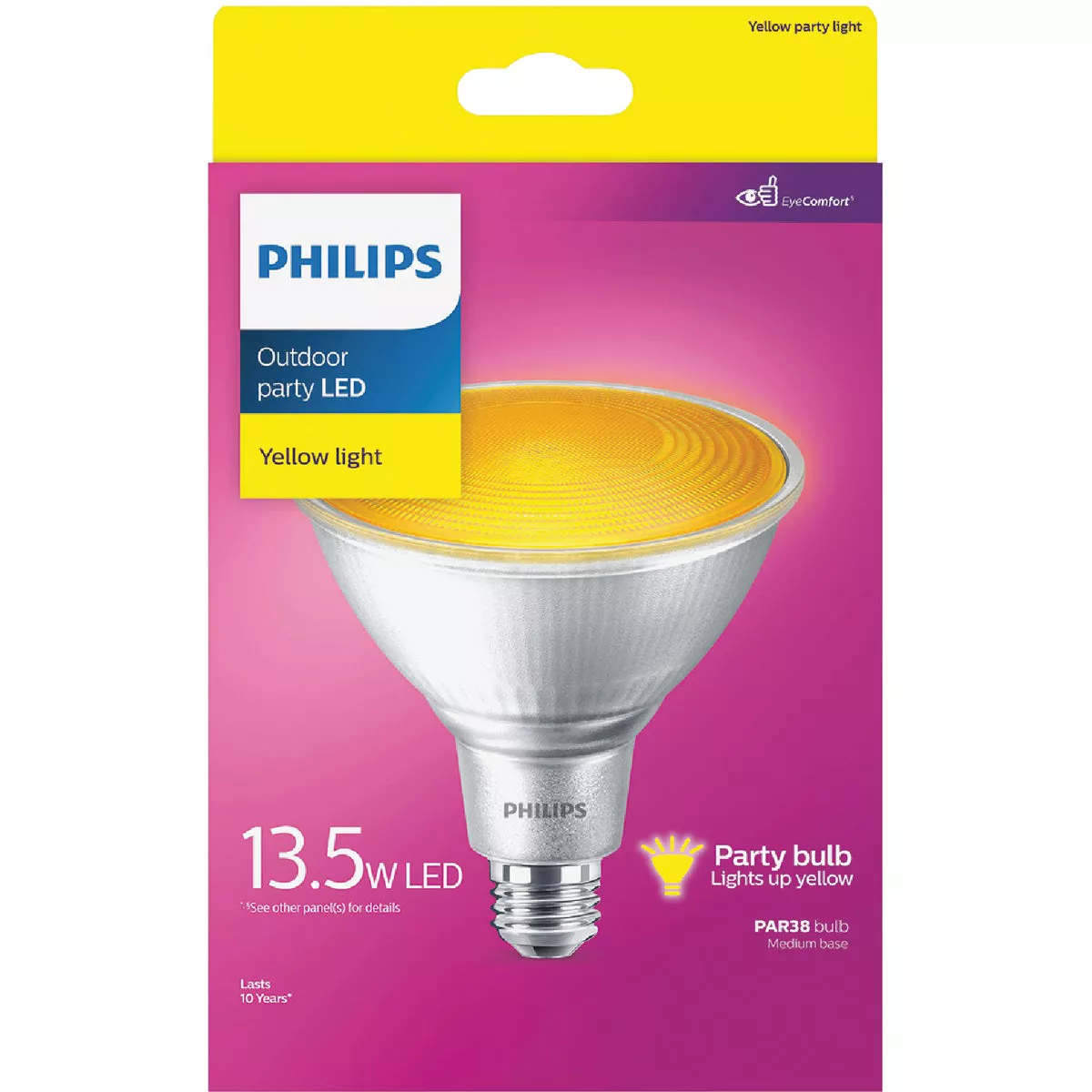 Philips 100W Equivalent Yellow PAR38 Medium Dimmable LED Bug Light Bulb ...