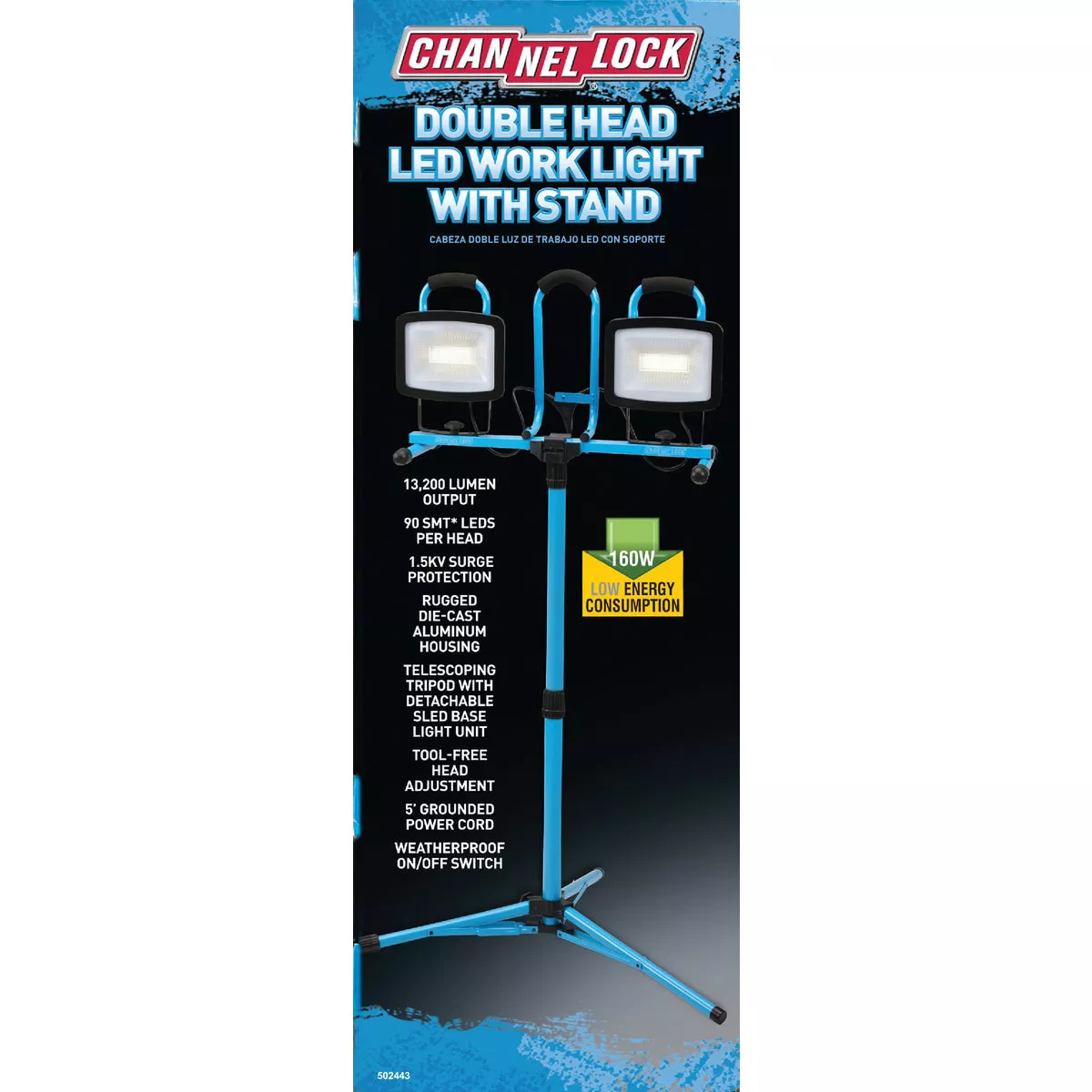 Channellock 13,200 Lm. LED Twin Head Tripod Stand-Up Work Light | Do it ...