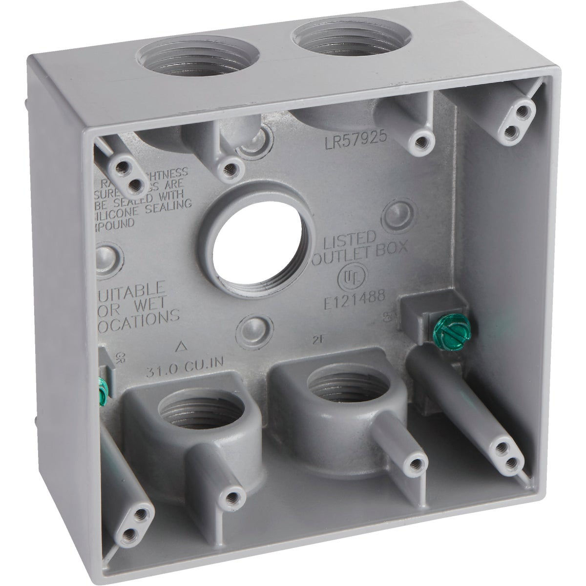 Hubbell 2-Gang 3/4 In. 5-Outlet Gray Aluminum Weatherproof Electrical ...