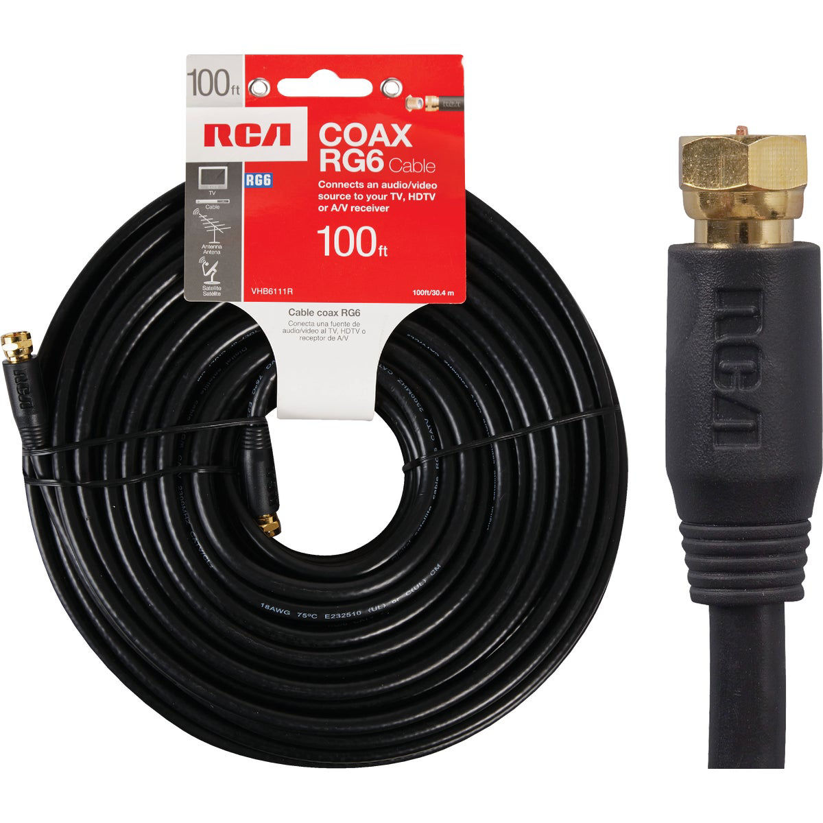 RCA 100 Ft. Black Digital RG6 Coaxial Cable Coaxial Cable | Do it Best
