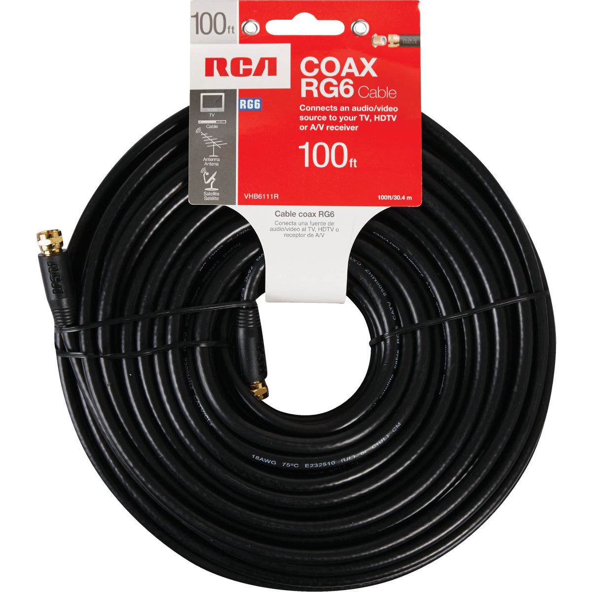RCA 100 Ft. Black Digital RG6 Coaxial Cable Coaxial Cable | Do it Best