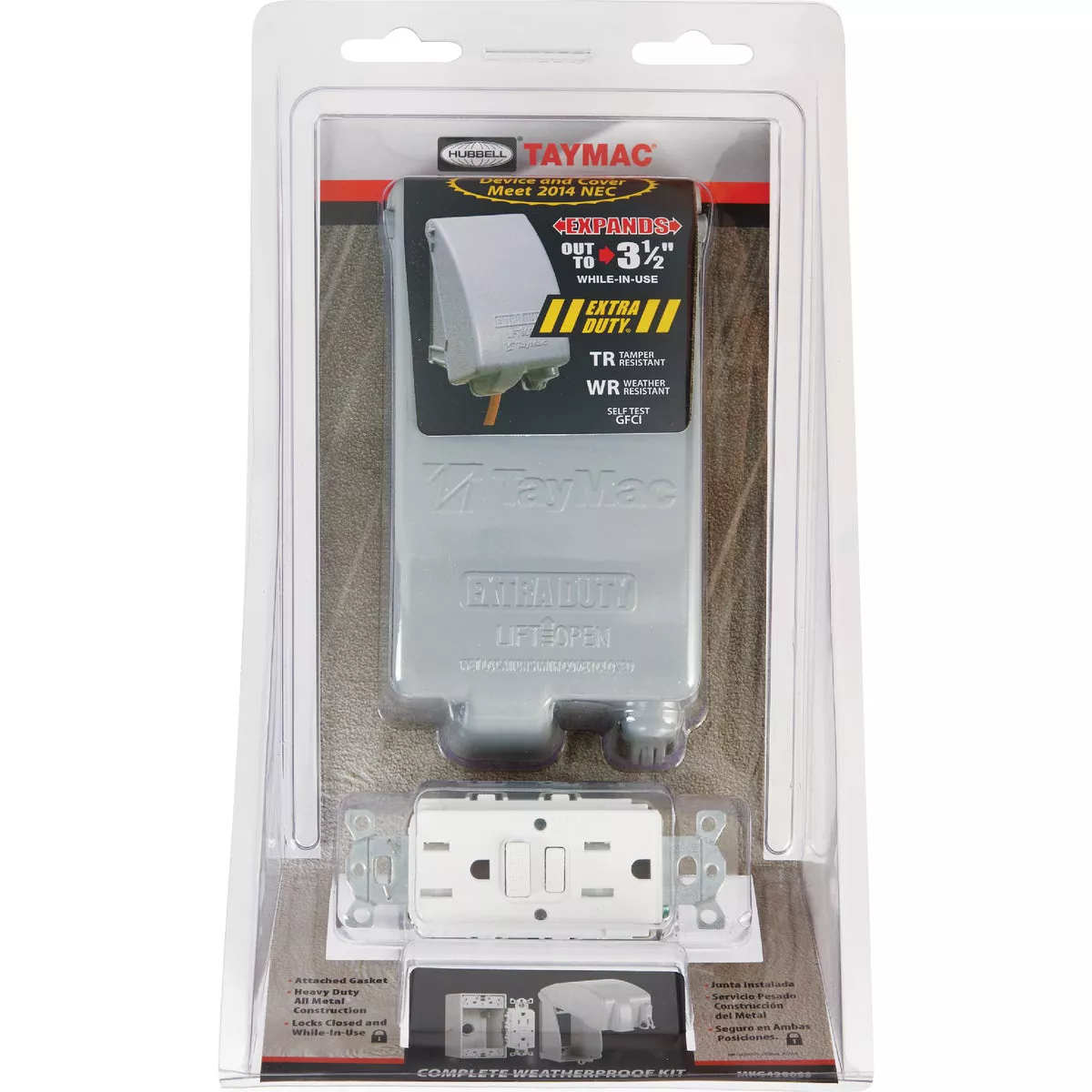 TayMac Gray Metal Vertical/Horizontal Weatherproof In-Use Outdoor GFCI ...