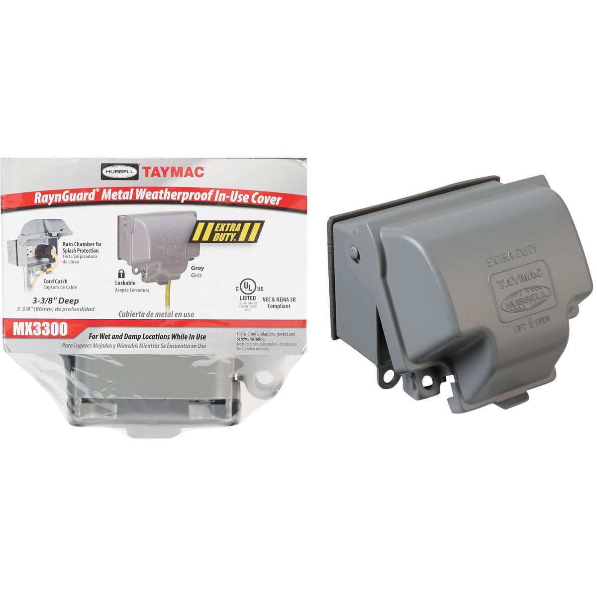 TayMac RaynGuard Extra-Duty Single Gang Horizontal Die-Cast Metal Gray ...