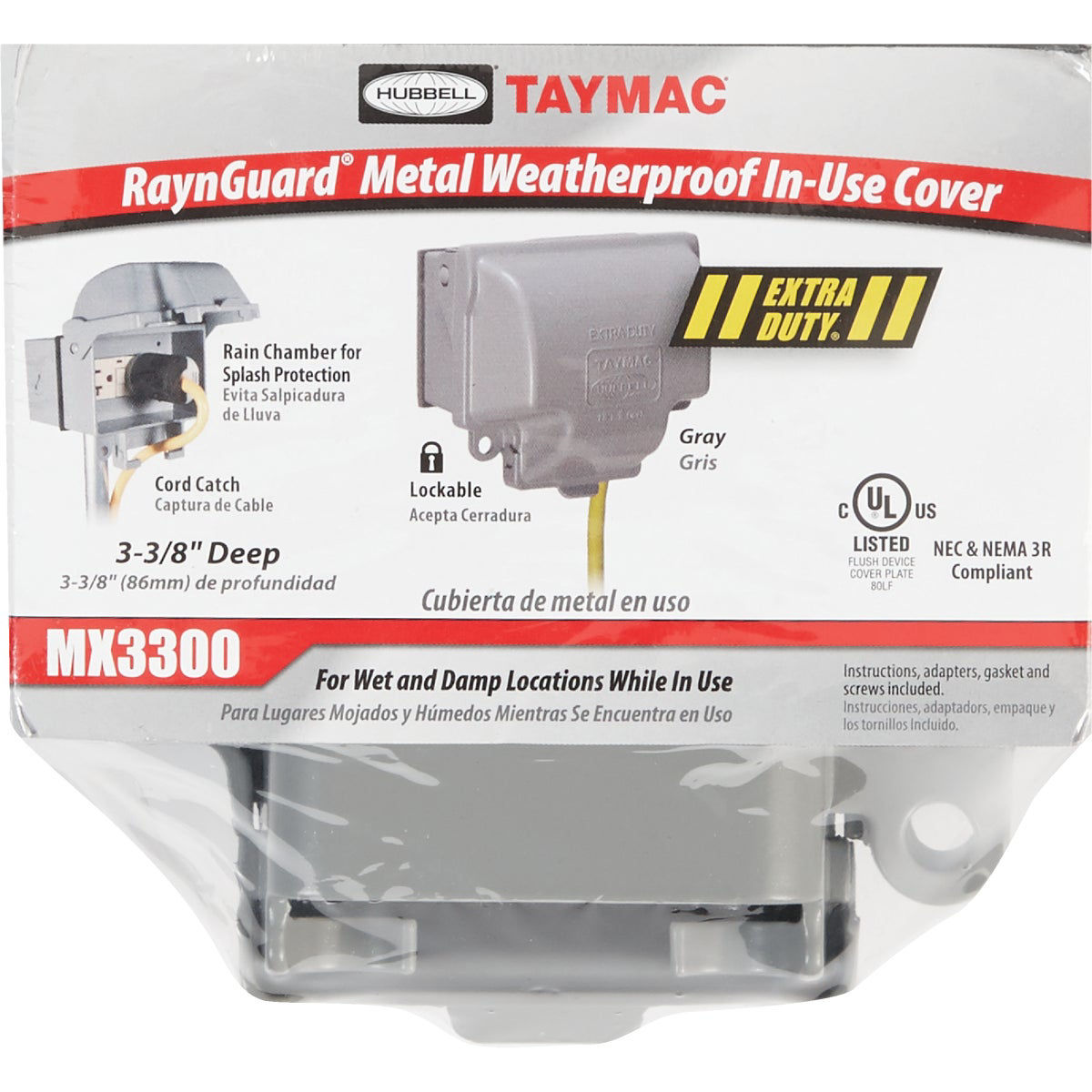 TayMac RaynGuard Extra-Duty Single Gang Horizontal Die-Cast Metal Gray ...