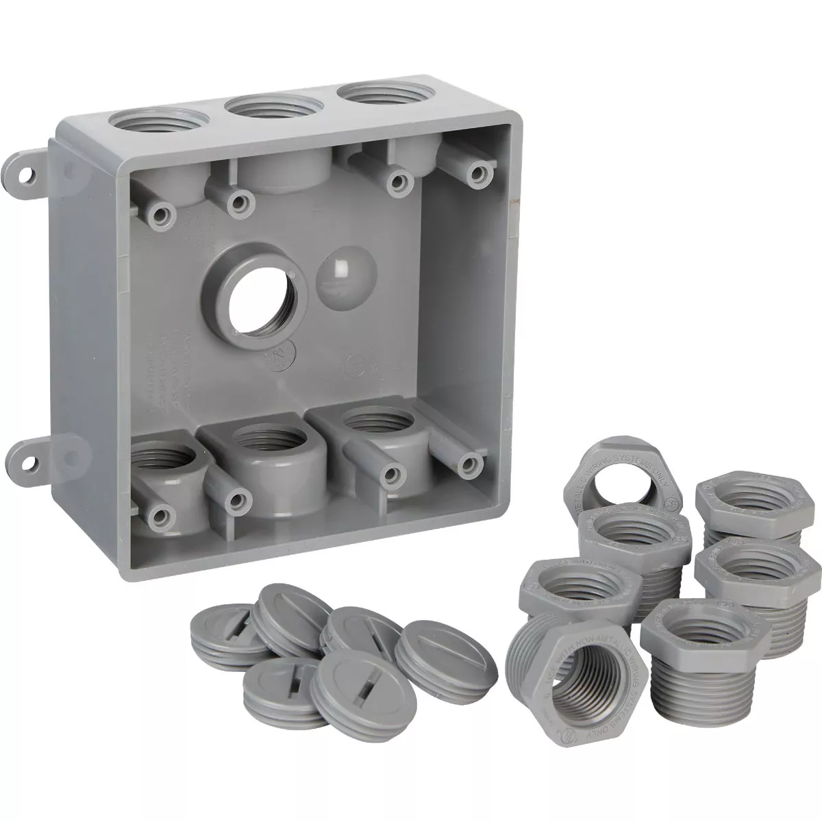 Bell 2-Gang 1/2 In.,3/4 In. 7-Outlet Gray PVC Weatherproof Outdoor ...
