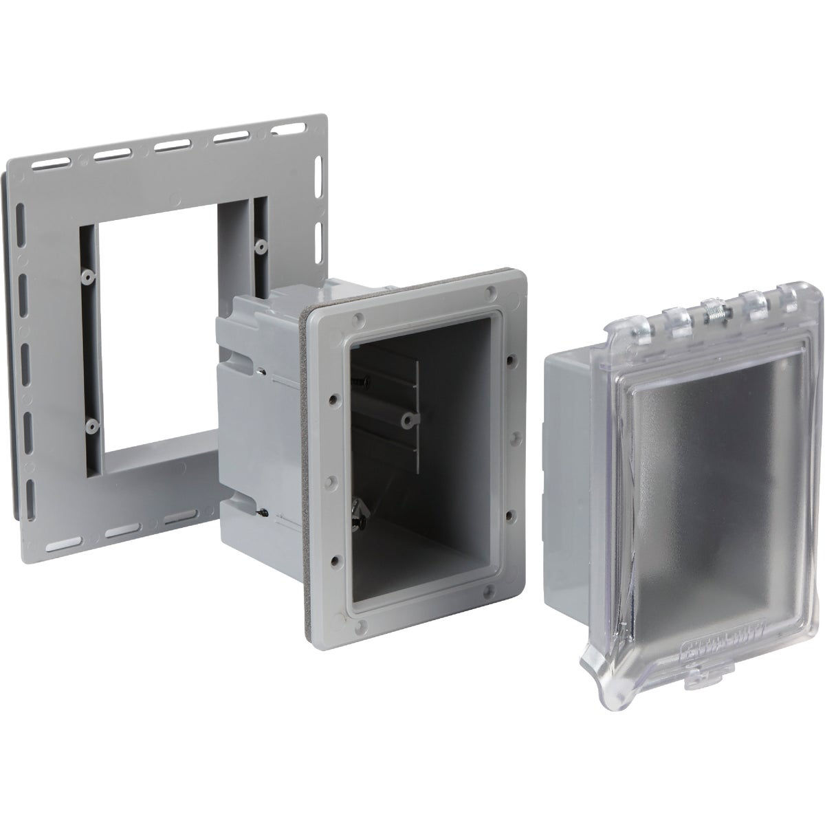 TayMac Gray Vertical/Horizontal Non-Metallic Recessed Outdoor Outlet ...