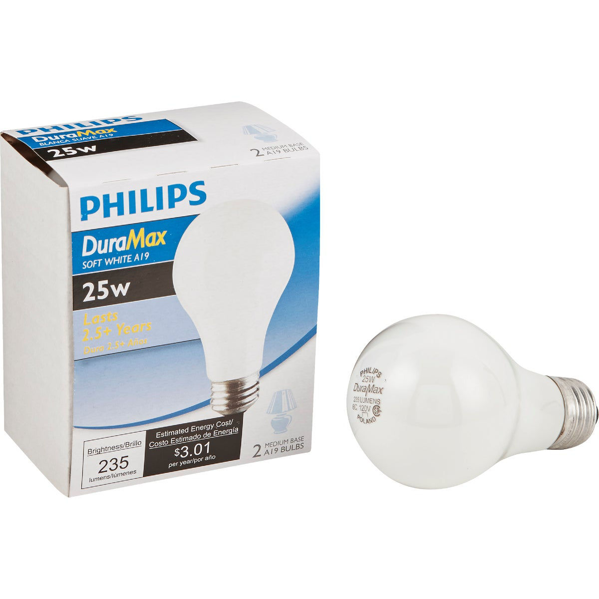 Philips Duramax 25W Frosted Soft White Medium Base A19 Incandescent ...