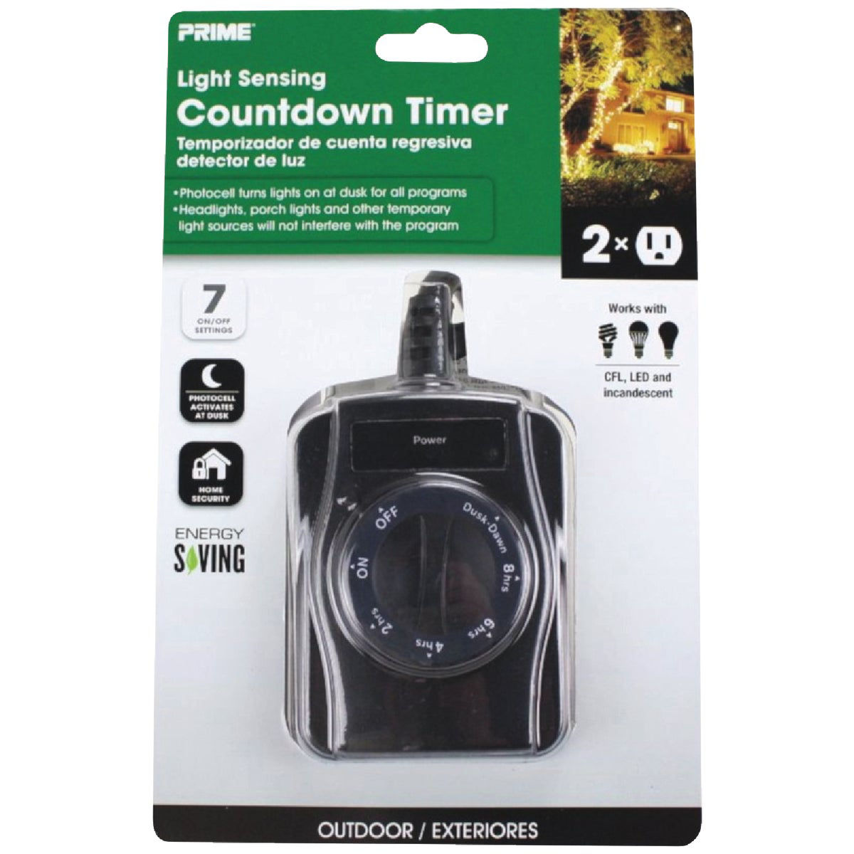 Prime 15A 125V 1875W Black Outdoor Countdown Timer with Photosensor ...
