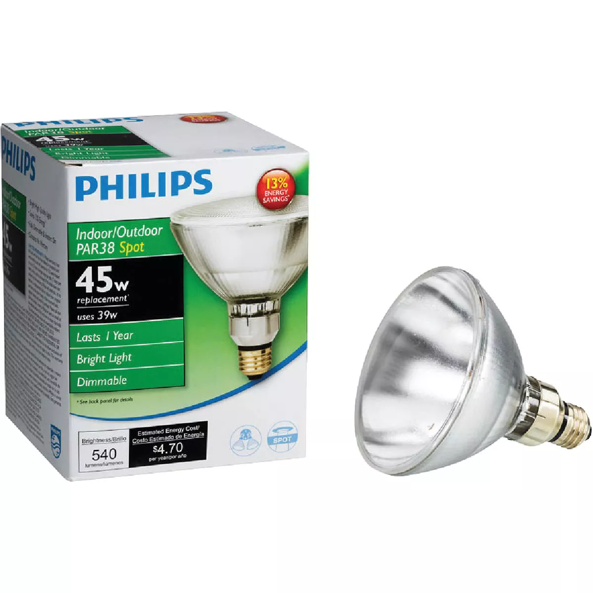 Philips EcoVantage 45W Equivalent Clear Medium Base PAR38 Halogen ...