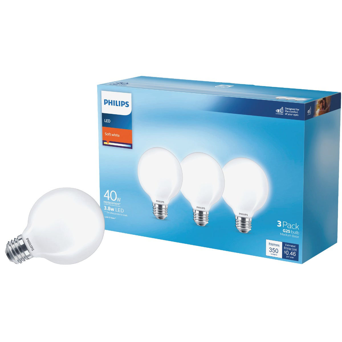 Philips 40W Equivalent Soft White G25 Medium Frosted LED Decorative ...