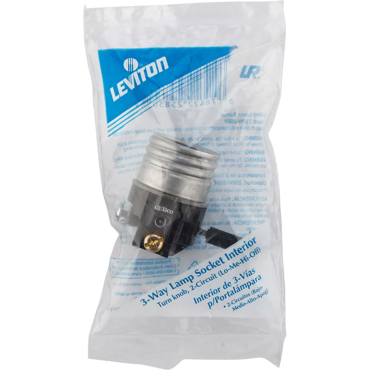 Leviton Turn-Knob Medium Base Black Phenolic 3-Way Interior Lamp Socket ...