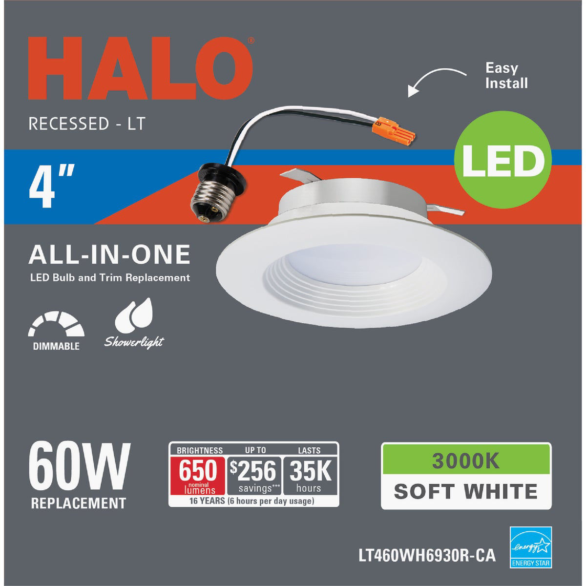 Halo 4 In. New Construction/Remodel Retrofit LED Recessed Light Fixture ...