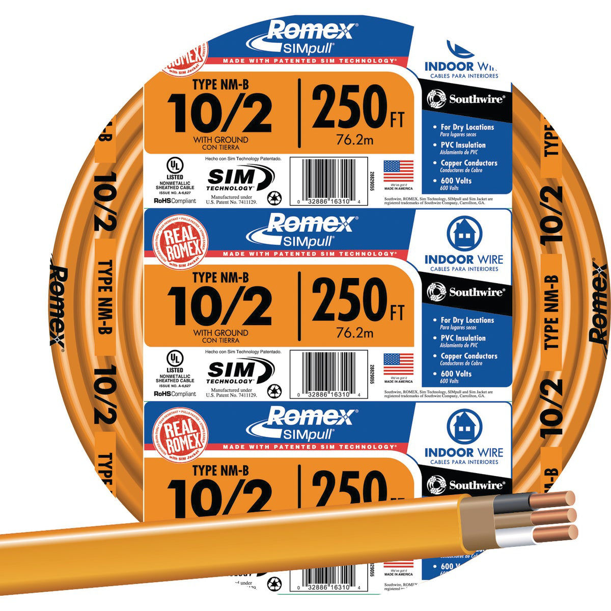 Romex 250 Ft. 10/2 Solid Orange NMW/G Electrical Wire | Do it Best
