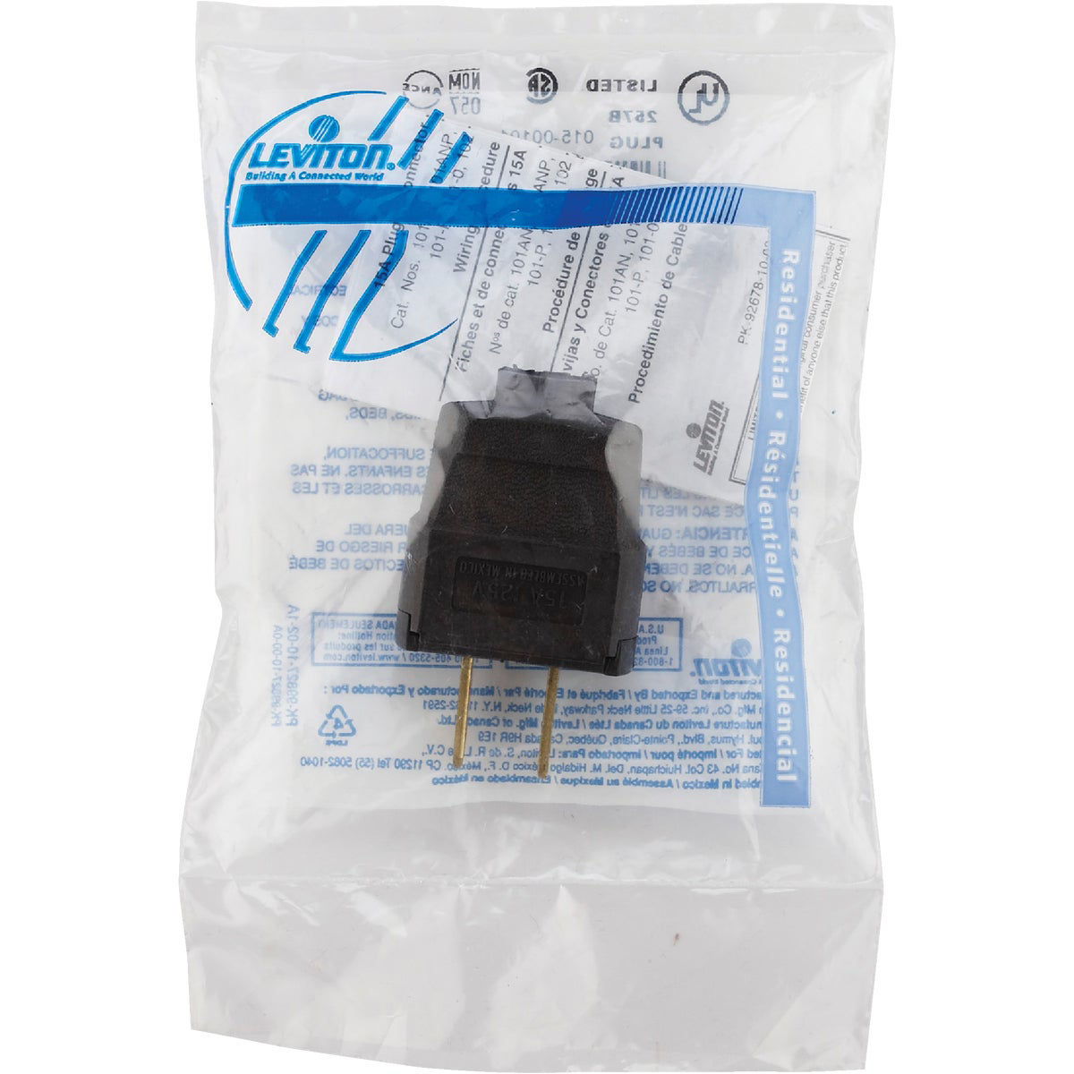 Leviton 15A 125V 2-Wire 2-Pole Hinged Cord Plug, Brown | Do it Best