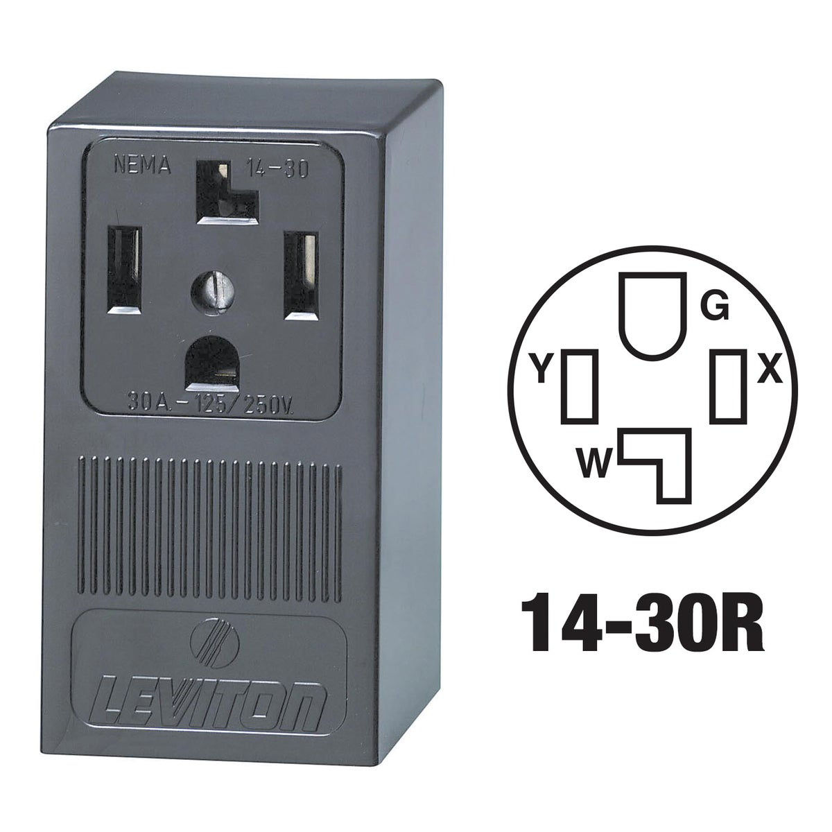 Leviton 30A Surface Mount Black 14-30R 4-Wire Dryer Power Outlet | Do ...