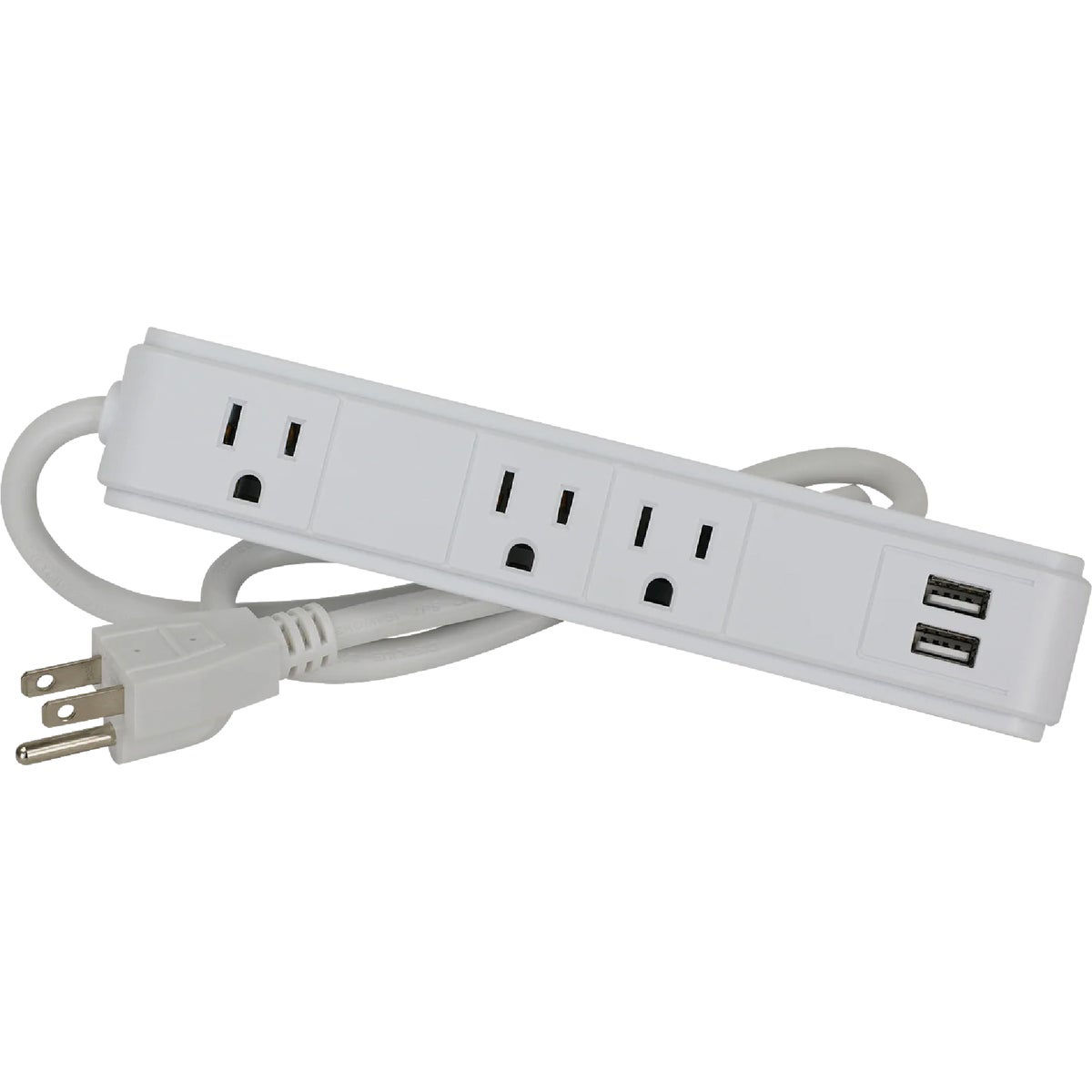 Prime Wire & Cable 3-Outlet/2-USB-A 300J White Surge Strip with 2.5 Ft ...