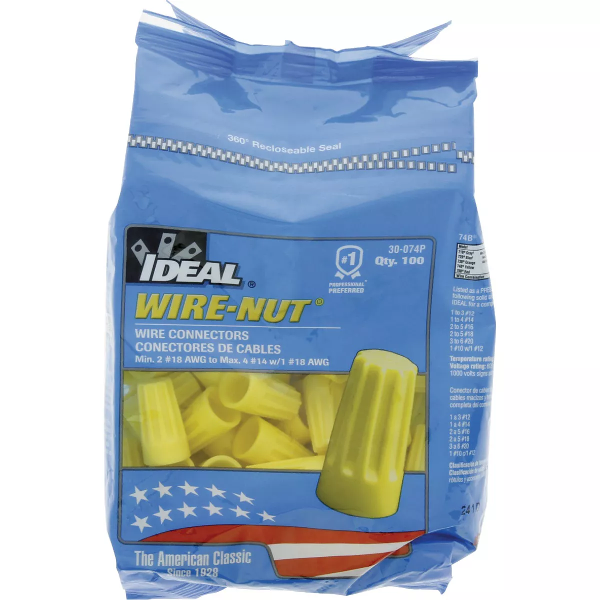 Ideal Wire-Nut Medium Yellow Copper to Copper Wire Connector (100-Pack ...