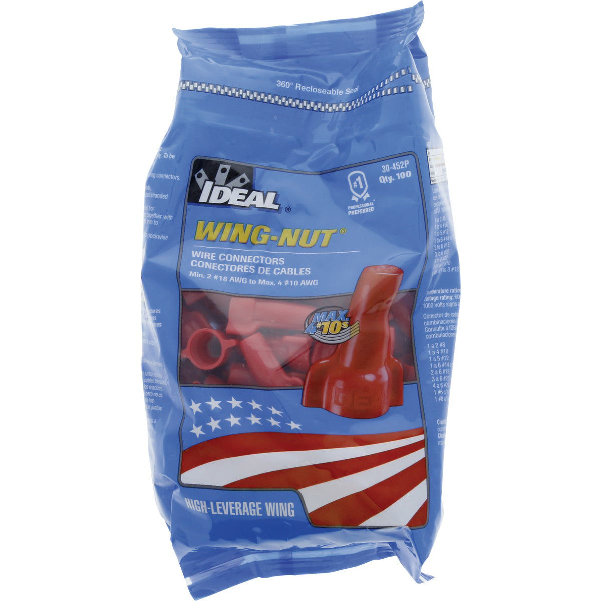 Ideal Wing-Nut Medium Red Copper to Copper Wire Connector (100-Pack ...