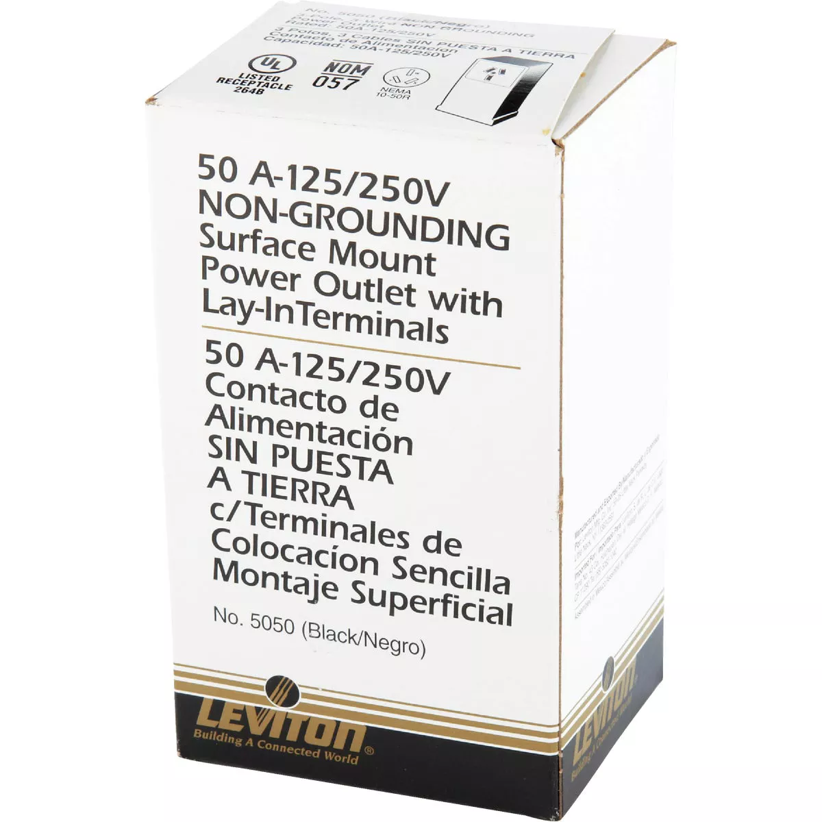 Leviton 50A Surface Mount Black 10-50R Non-Grounding Range Power Outlet ...